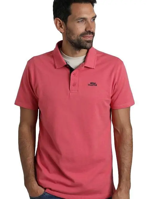 WEIRD FISH Miles Pique Polo - Dark Pink