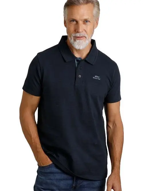 WEIRD FISH Miles Pique Polo - Navy