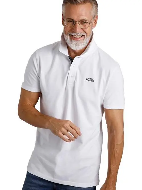 WEIRD FISH Miles Pique Polo - White