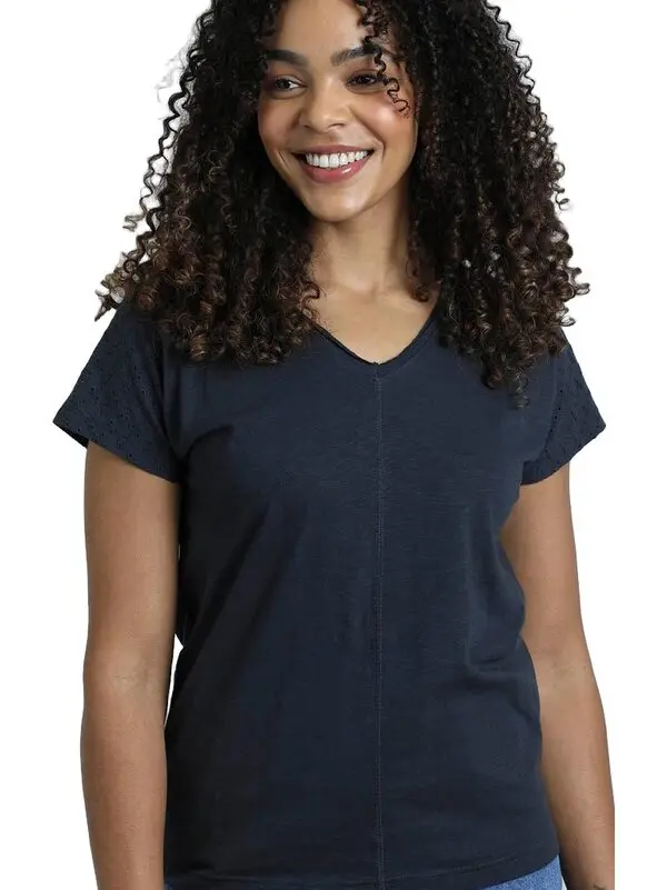WEIRD FISH Pernille Cutaway T-shirt - Navy