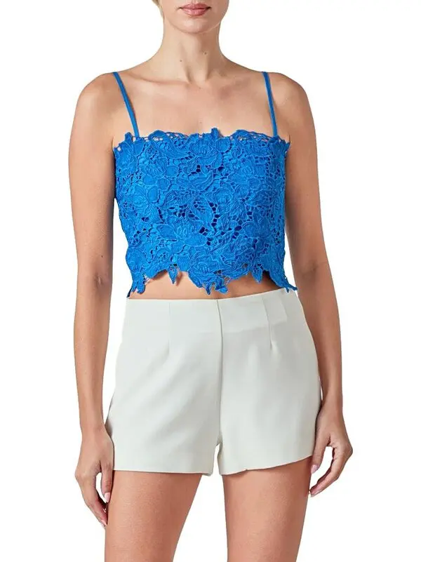 Endless Rose Lace Crop Camisole - Multi Blue