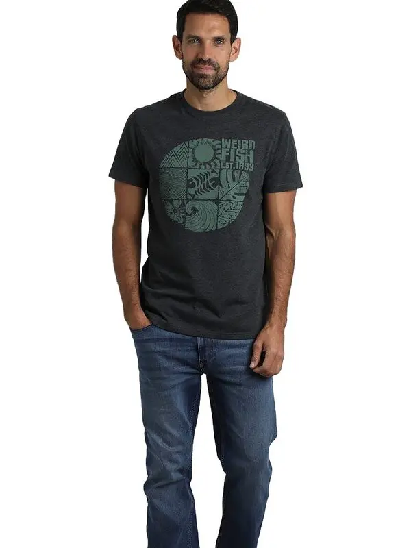 WEIRD FISH Summer Sector Graphic T-shirt - Washed Black