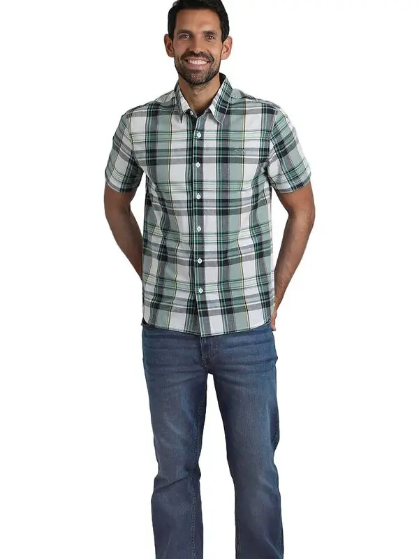 WEIRD FISH Judd Short Sleeve Check Shirt - Dusty White