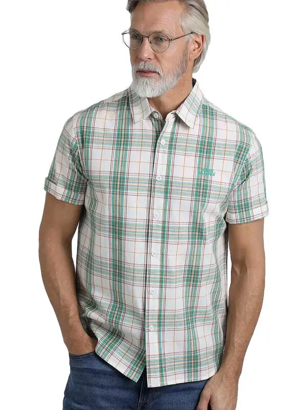 WEIRD FISH Judd Short Sleeve Check Shirt - Viridis