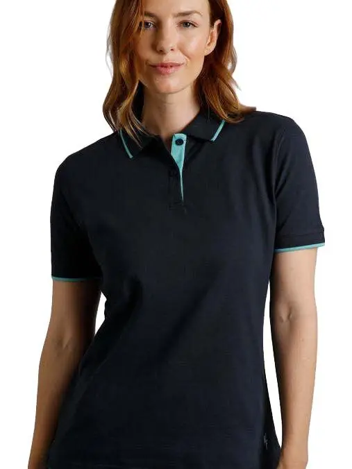 WEIRD FISH Pammie Pique Polo Shirt - Navy