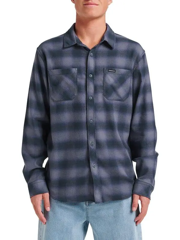 Quiksilver Terrace Ombre Check Stretch Flannel Button-up Shirt - Phantom