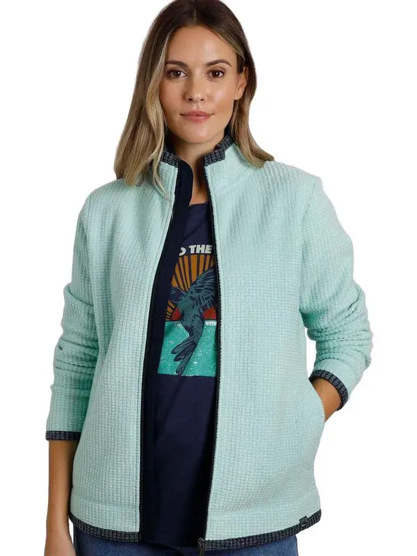 WEIRD FISH Ariana Full Zip Grid Fleece - Seaspray
