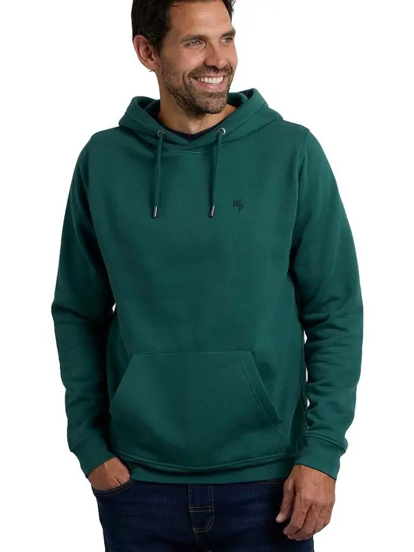 WEIRD FISH Hugo Branded Popover Hoodie - Forest Green