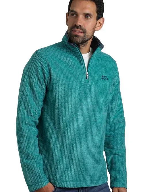 WEIRD FISH Newark 1/4 Zip Grid Fleece - Viridis