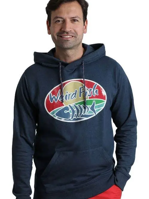 WEIRD FISH Bryant Graphic Popover Hoodie - Navy