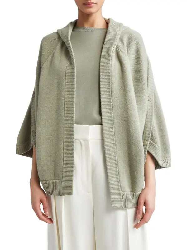 Max Mara Vals Wool & Cashmere Hooded Cardigan - Sage Green