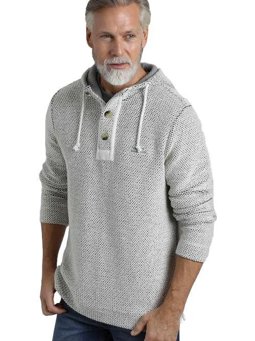 WEIRD FISH Bakersfield Button Neck Macaroni Hoodie - Ecru