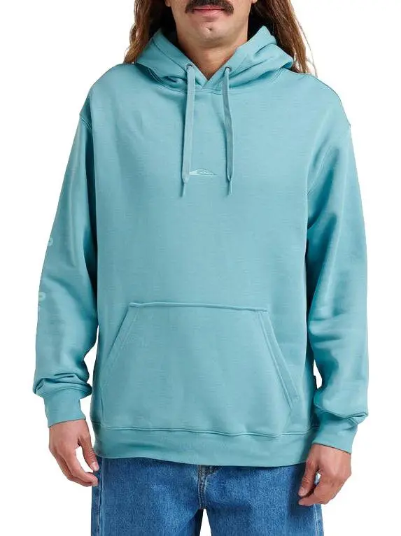 Quiksilver Passage Logo Embroidered Graphic Hoodie - Dusty Turquoise