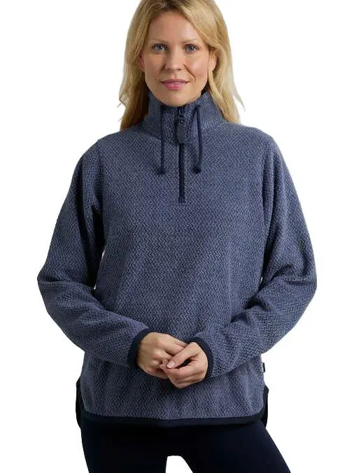 WEIRD FISH Odina 1/4 Zip Zig Zag Fleece - Dark Blue
