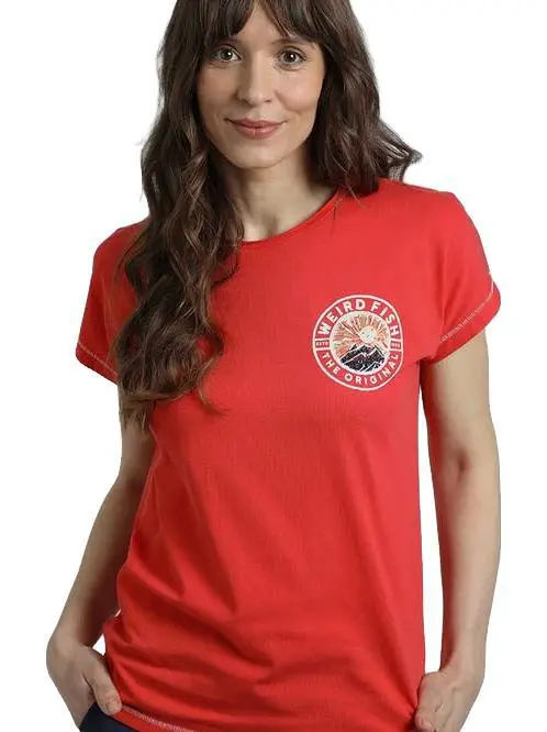 WEIRD FISH Sunset Summit Graphic T-shirt - Tango Red