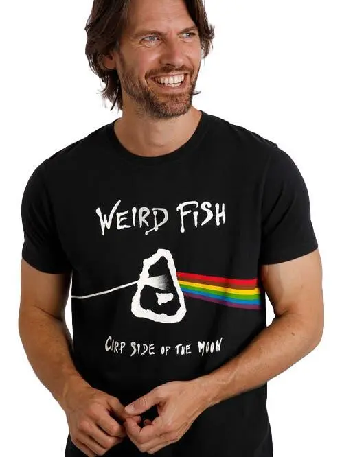 WEIRD FISH Carp Side Front Print Artist T-shirt - Black