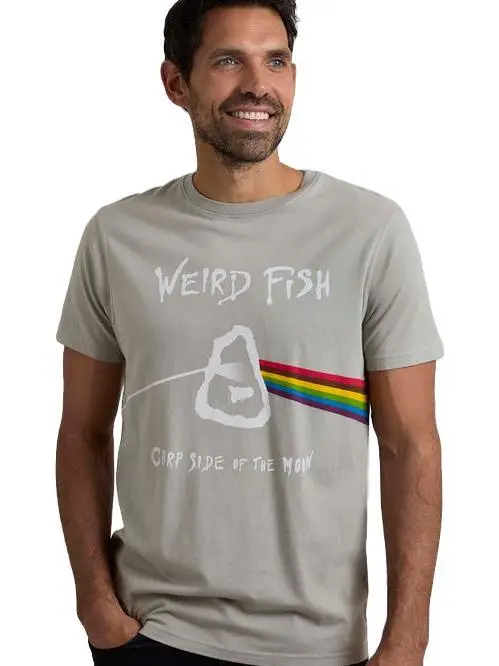 WEIRD FISH Carp Side Front Print Artist T-shirt - Limestone