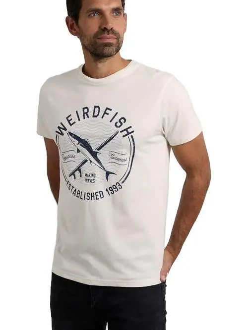 WEIRD FISH Hudson Front Print Branded T-shirt - White