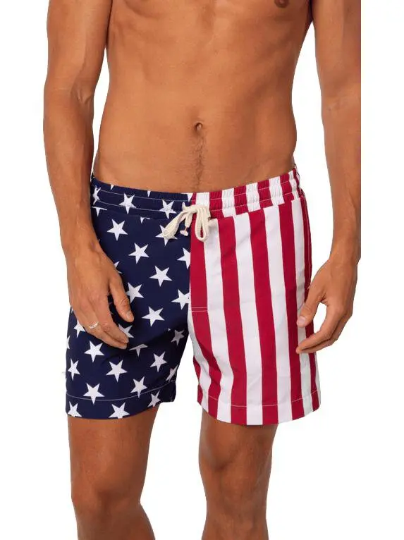 LEISURE LAB Stars And Stripes Swim Trunks - Americana
