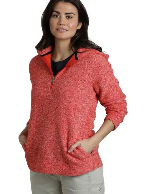 WEIRD FISH Alisa 1/4 Zip Fleece Hoodie - Tango Red