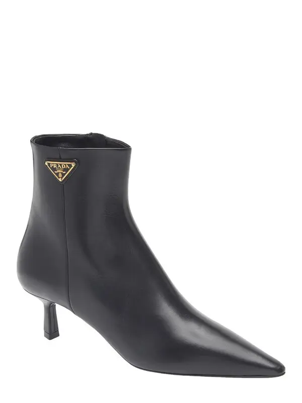 Prada Pointed Toe Kitten Heel Bootie - Nero