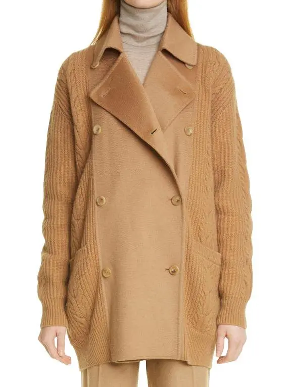 Max Mara Mixed Media Wool & Cashmere Coat - Cammello