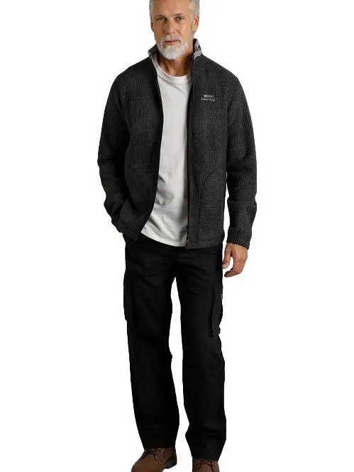 WEIRD FISH Shires Full Zip Grid Fleece - Washed Black