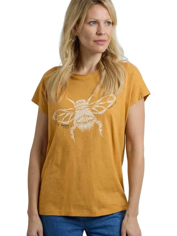 WEIRD FISH Fern Bee Graphic T-shirt - Deep Amber