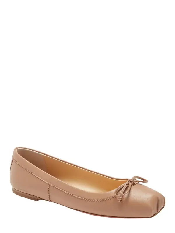 CHRISTIAN LOUBOUTIN Mamadrague Square-toe Ballet Flat - Nude