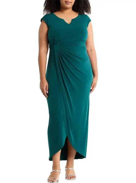 CONNECTED APPAREL Cap Sleeve Maxi Dress - Deep Spruce