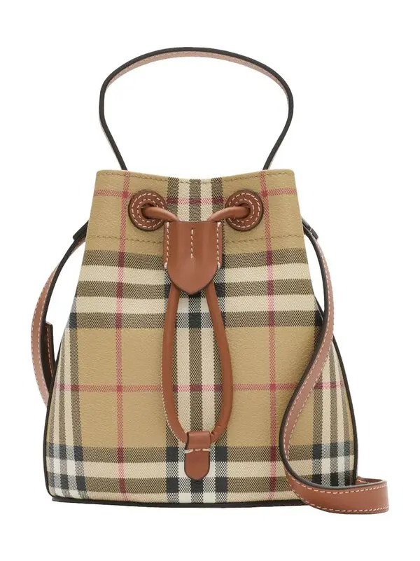 Burberry Mini Check Bucket Bag - Vintage Check/ Briar Brown