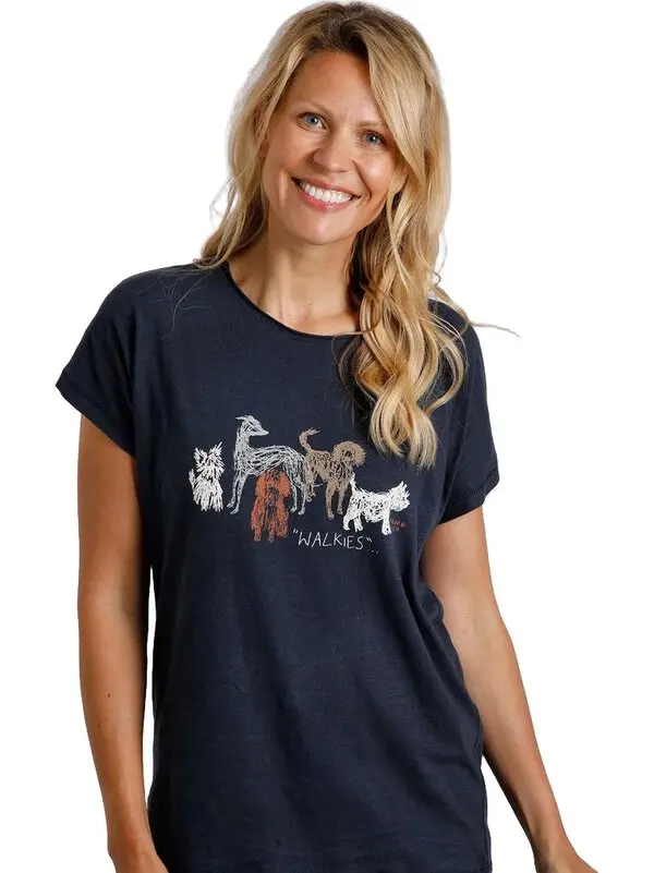 WEIRD FISH Walkies Slub T-shirt - Navy