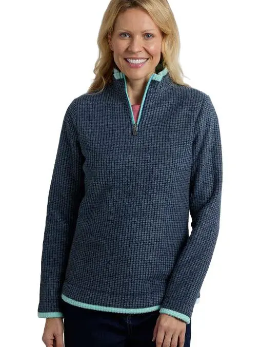 WEIRD FISH Beye 1/4 Zip Grid Fleece - Rich Navy