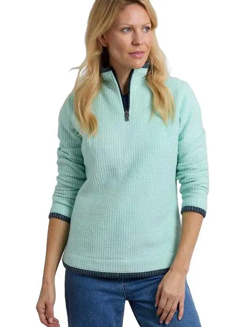 WEIRD FISH Beye 1/4 Zip Grid Fleece - Seaspray
