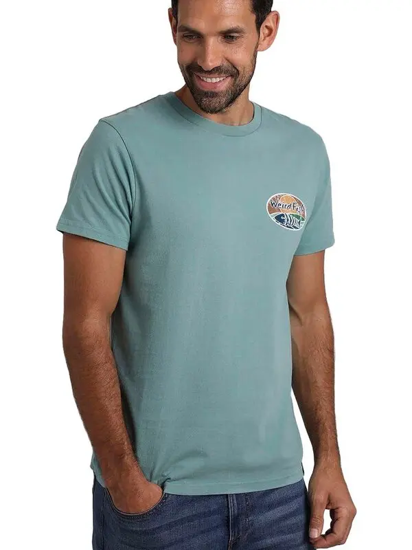 WEIRD FISH Land And Sea Back Print Graphic T-shirt - Mineral Blue