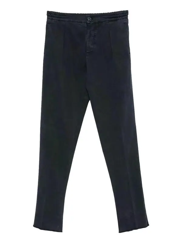 Kiton Pleated Trousers With Frayed Hems - Blue