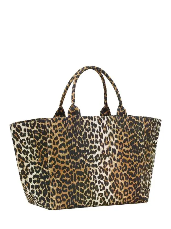 GANNI Leopard-print Xxl Tote Bag - Neutrals