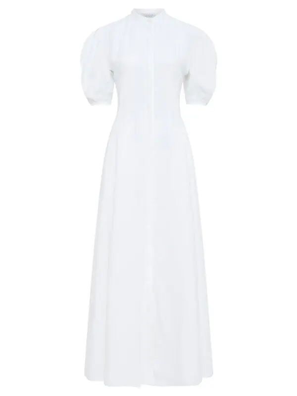 Gabriela Hearst Arabella Shirtdress Aloe Linen - Ivory