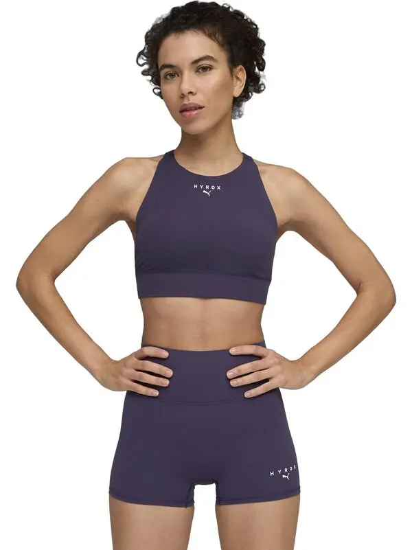PUMA X Hyrox Shapeluxe High Neck Moisture Wicking, Mid Impact Sports Bra - Purple