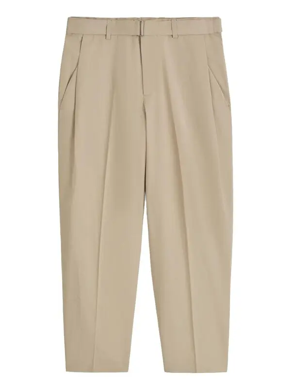 Cos Belted Tapered Cotton Trousers - Beige