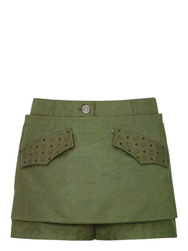 Mcm Layered Shorts With Detachable Skirt - Khaki Moss