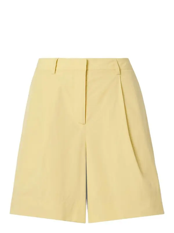 TWP Cisco Pleated Cotton-poplin Shorts - Yellow