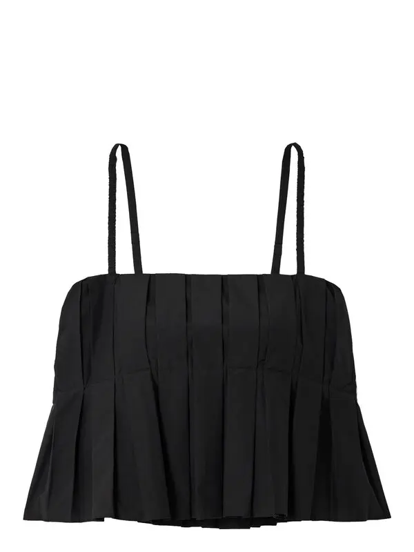 Theory Pleated Cotton-blend Poplin Camisole - Black