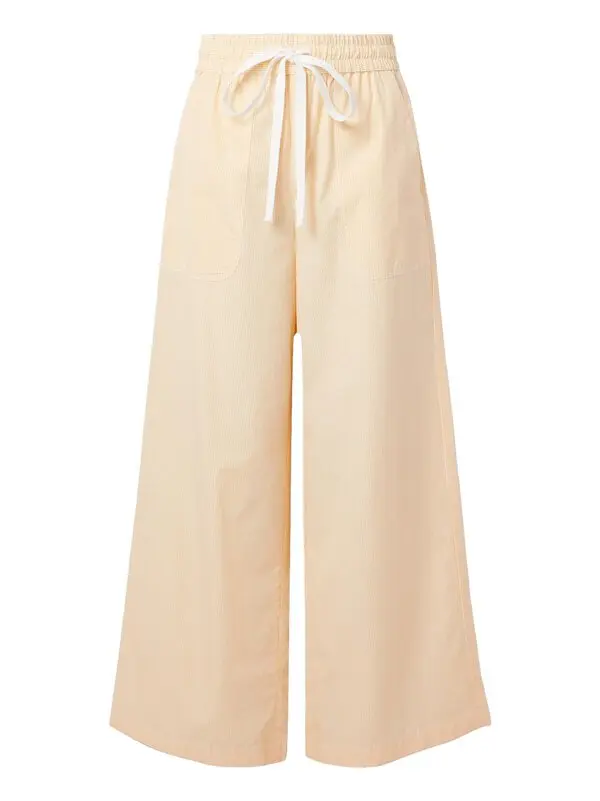TWP Main St. Striped Cotton-poplin Wide-leg Pants - Off-white