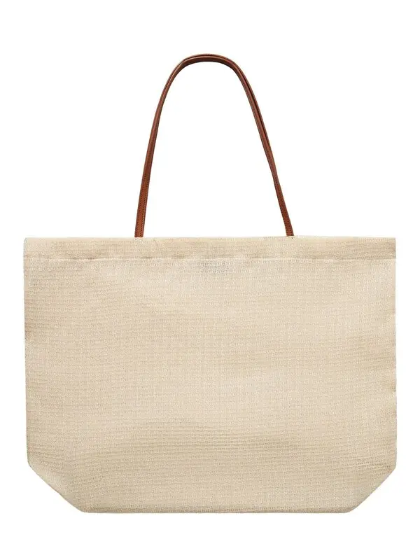 THE ROW Barn Leather-trimmed Mesh Tote - Neutrals