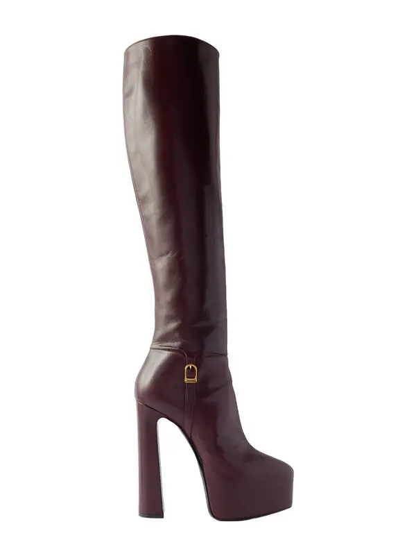 Saint Laurent Nico Leather Over-the-knee Boots - Burgundy