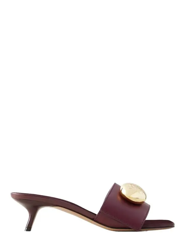 Loewe Pebble Leather Mules - Burgundy