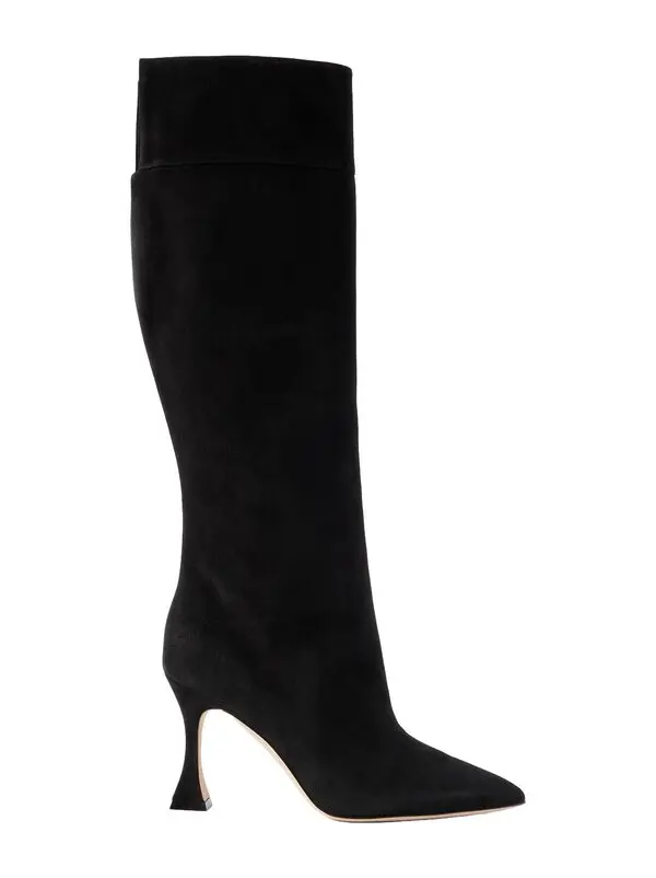 Manolo Blahnik Miralonepla 90 Suede Knee Boots - Black
