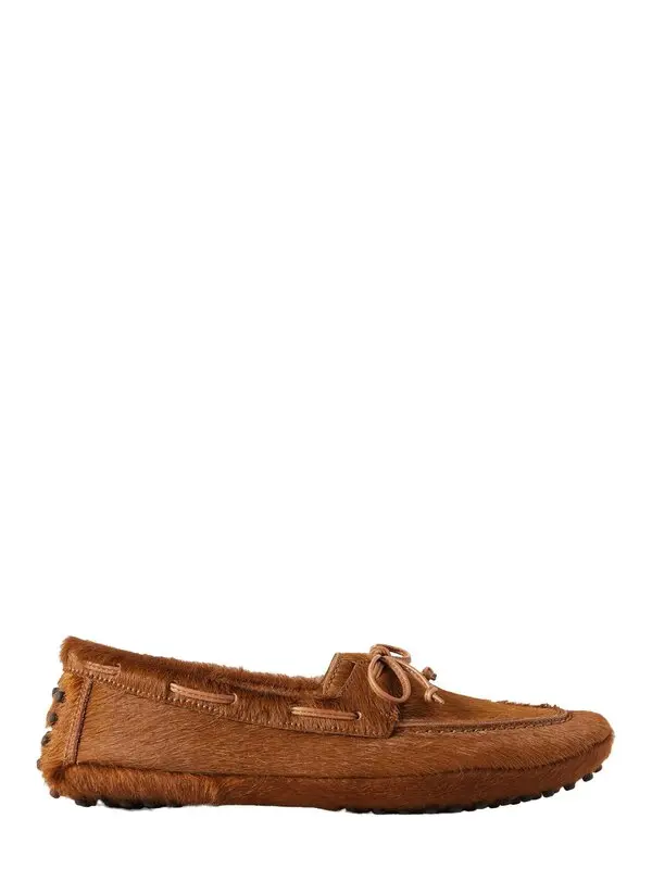 Le Monde Beryl Driver Calf Hair Loafers - Brown