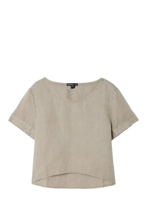 JAMES PERSE Cropped Linen-canvas T-shirt - Green